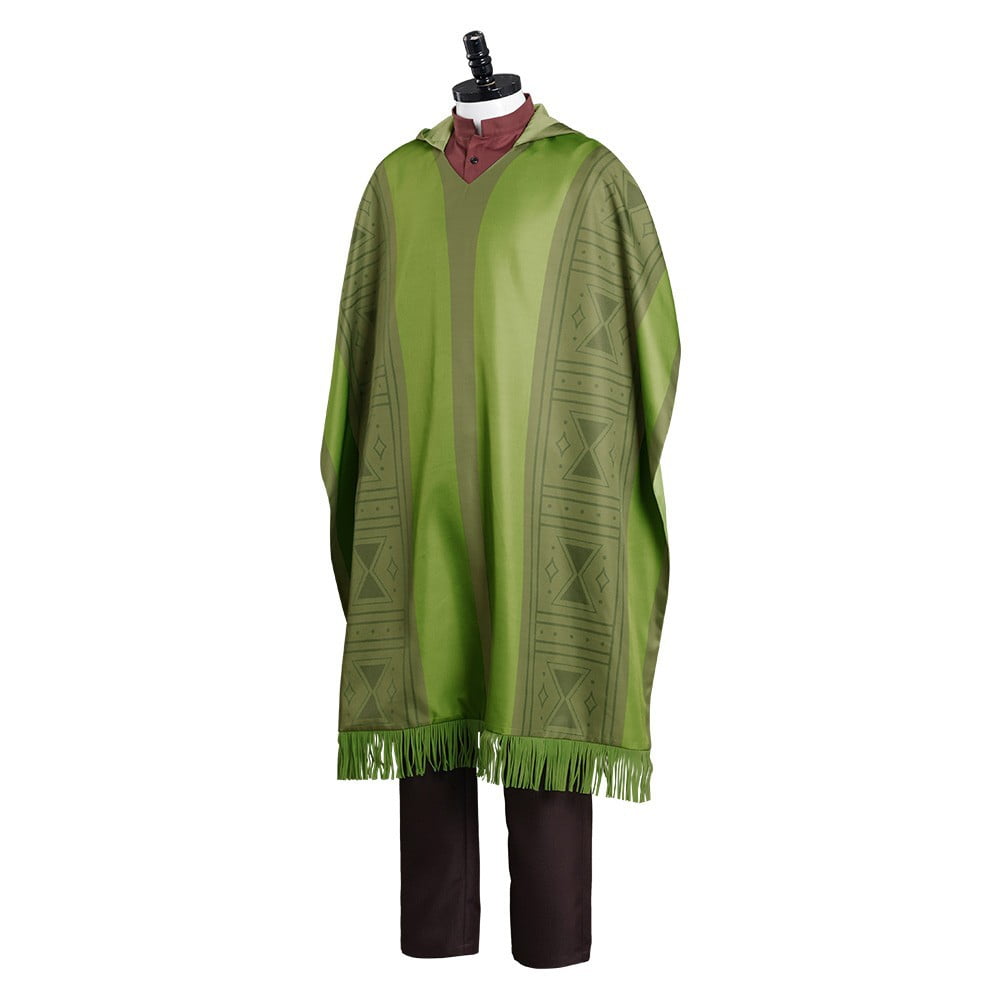 Encanto Bruno Cosplay Green Cape Cloak with Hood Tassels Loose Smock ...