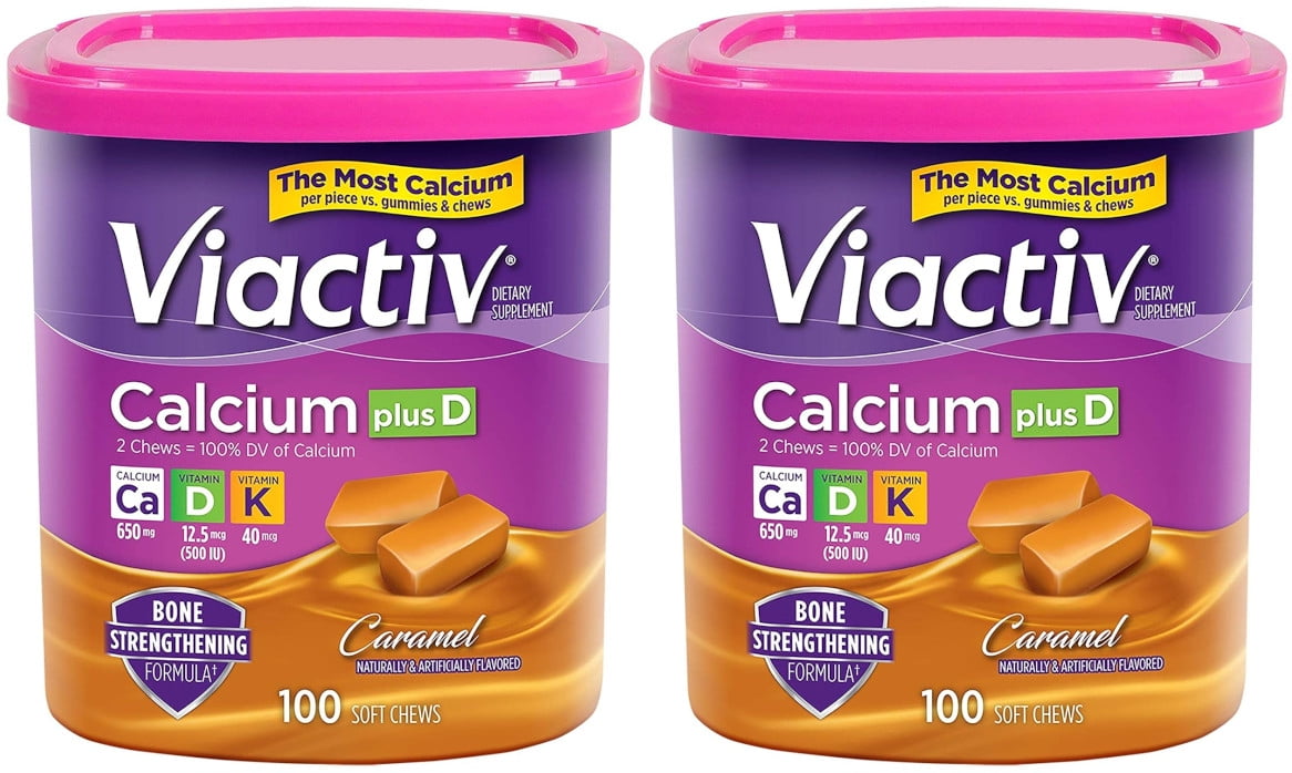 VIACTIV Calcium Plus D, Soft Chews, Caramel 100 EA (Pack of 2 ...