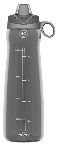 Pogo BPA-Free Tritan Water Bottle with Soft Straw, Grey, 40 oz ...