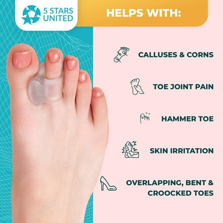 Toe Separators Hammer Toe Straightener - 4-Pack Big Toe Spacers - Gel ...