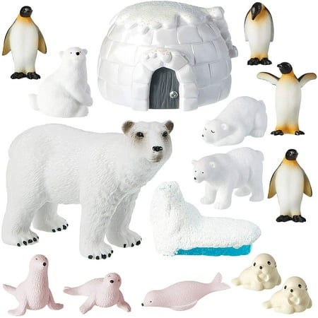 HISRFO 15 Pieces Polar Animal Figurines Polar Animal Figures Set ...