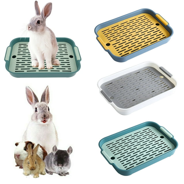 Rabbit Litter Box with Grate, Small Guinea Pig Litter Pan, Anti ...