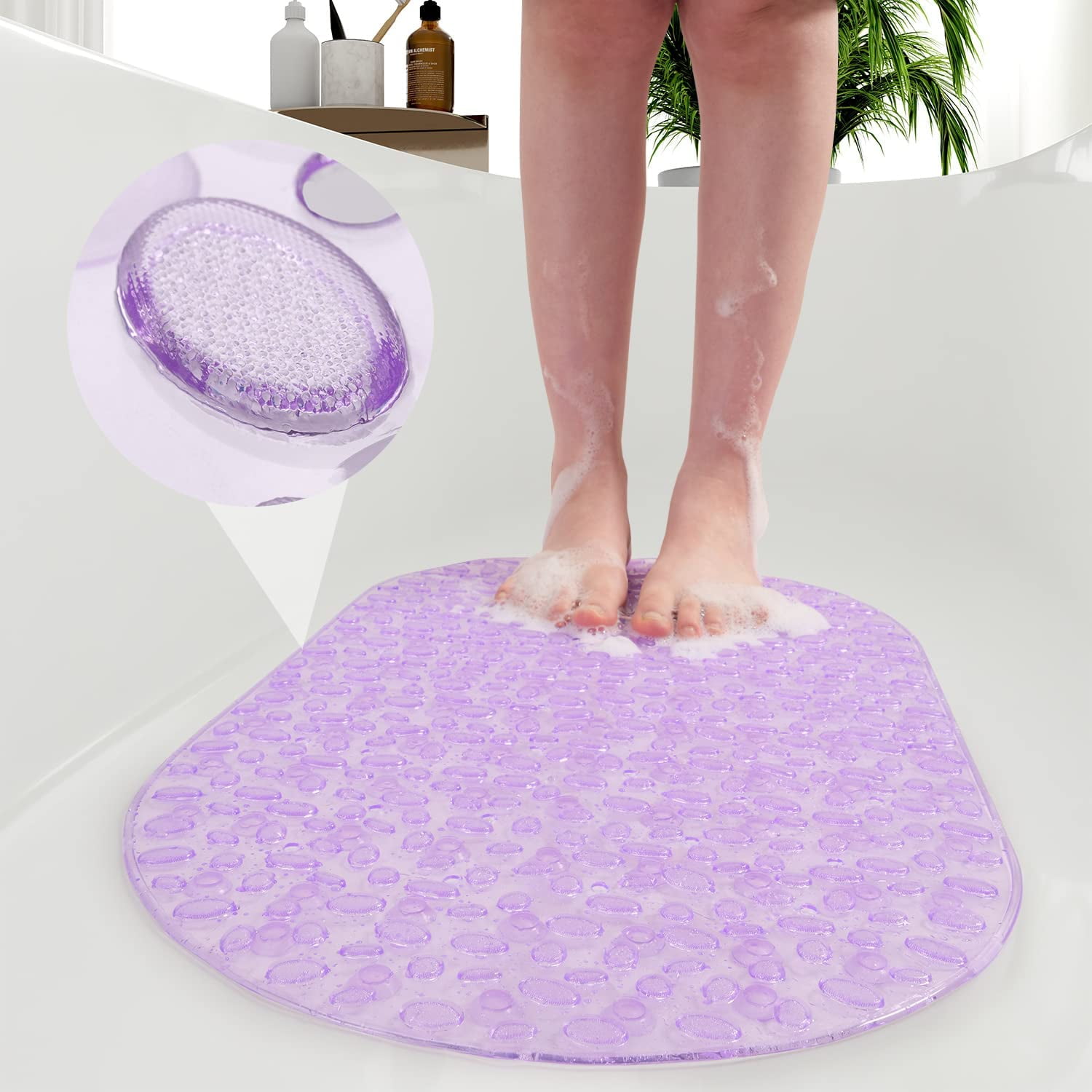 SIXHOME Shower Mat Non Slip Bath Mat for Tub Oval Bathtub Mat Bubble ...