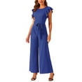 Allegra K Sleeveless Ruffle Jumpsuits for Women's High Waist Wide Legs ...