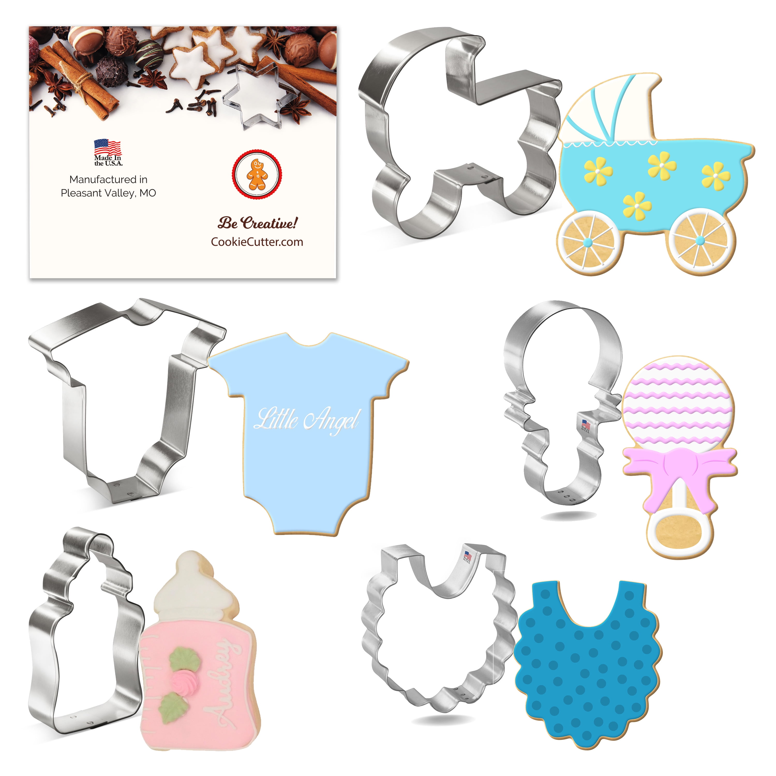 Baby Shower Cookie Cutter Set 5 Pc - Foose Cookie Cutters - USA Tin ...