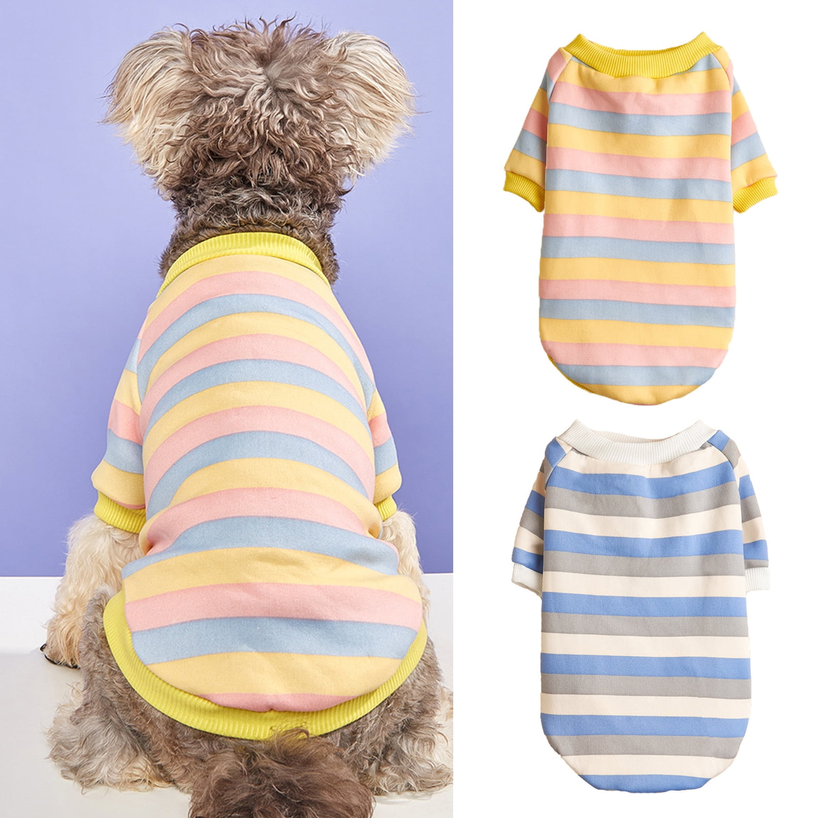 Dengjunhu Pet T-shirt Stripe Pattern Keep Warm Polyester Autumn Winter ...