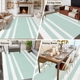 Aqua White Washable Living Room Rugs 5'x8', Stripe Low Pile Throw Large ...