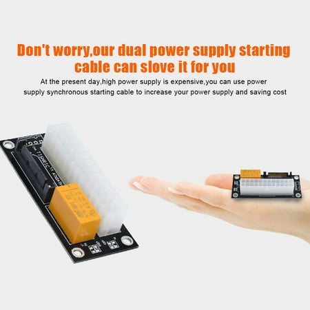 Coiry Riser Connector Add2psu ATX 24Pin to 4P/SATA Dual PSU Power ...