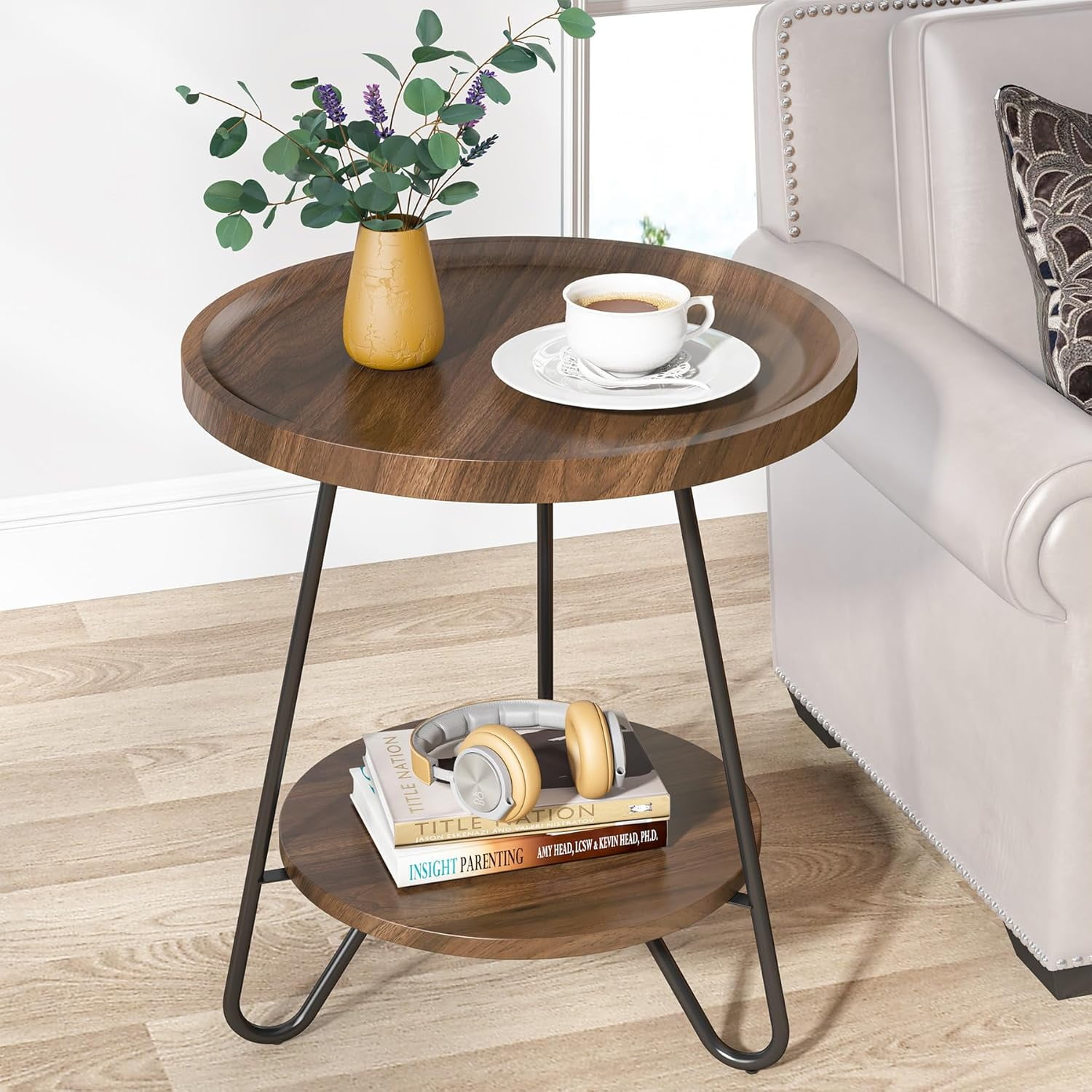 Click here for Fnova 2-Tier Round Side Table  Modern Industrial E... prices