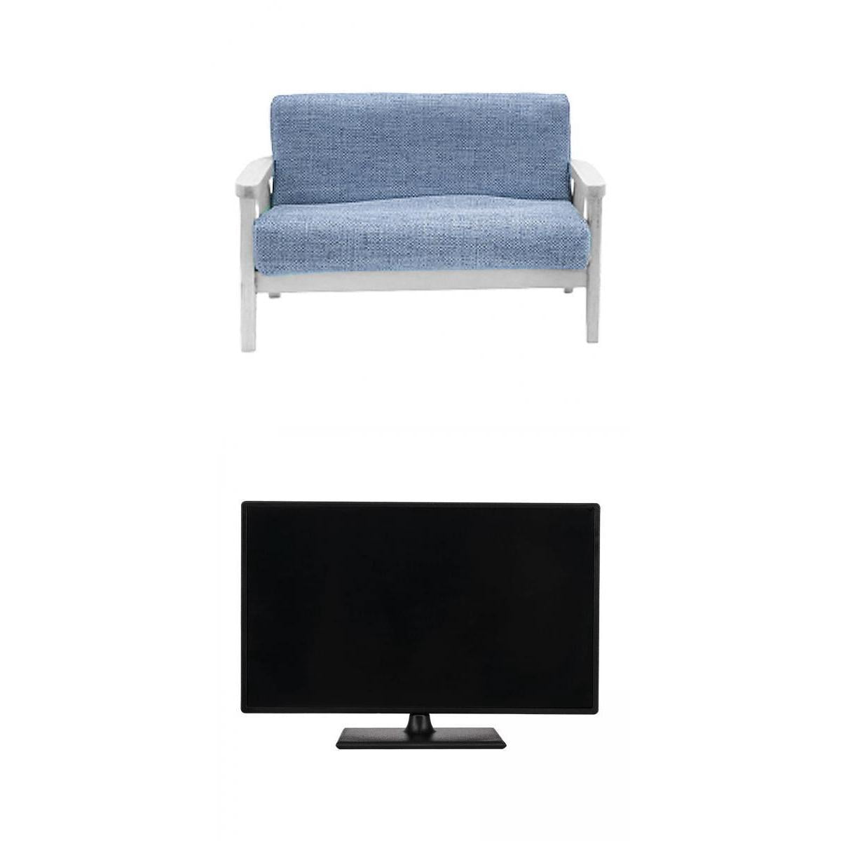 2x Modern Mini 1/12 Sofa and TV Television Life Scene Decor - Walmart.com