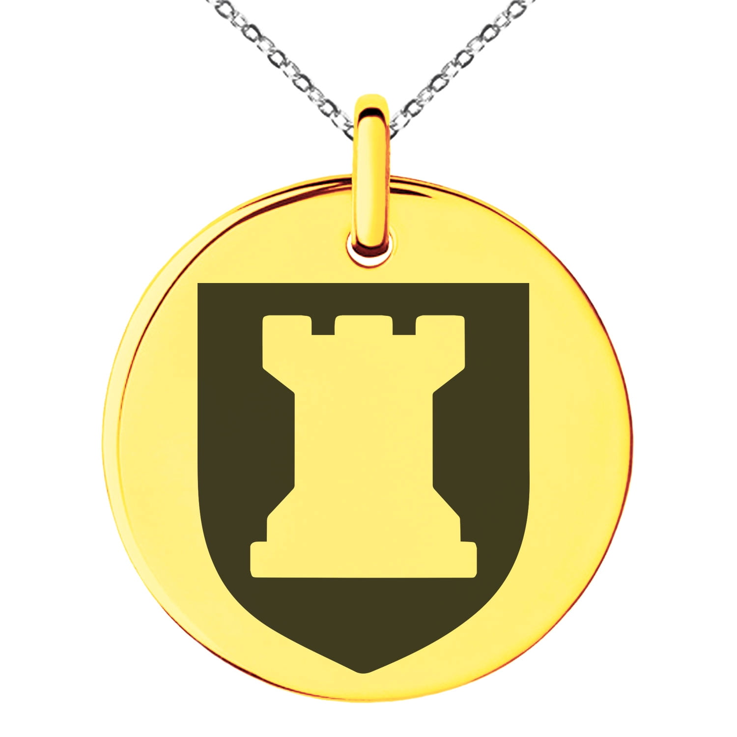 Stainless Steel Rook Strategy Coat of Arms Shield Engraved Small ...