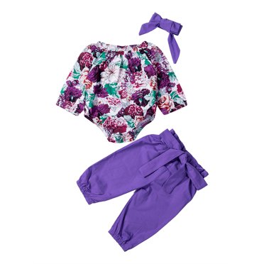 Canis Newborn Baby Girls 3Pcs Outfit Set - Cotton Tops, Floral Pants, and Headband - Walmart.com