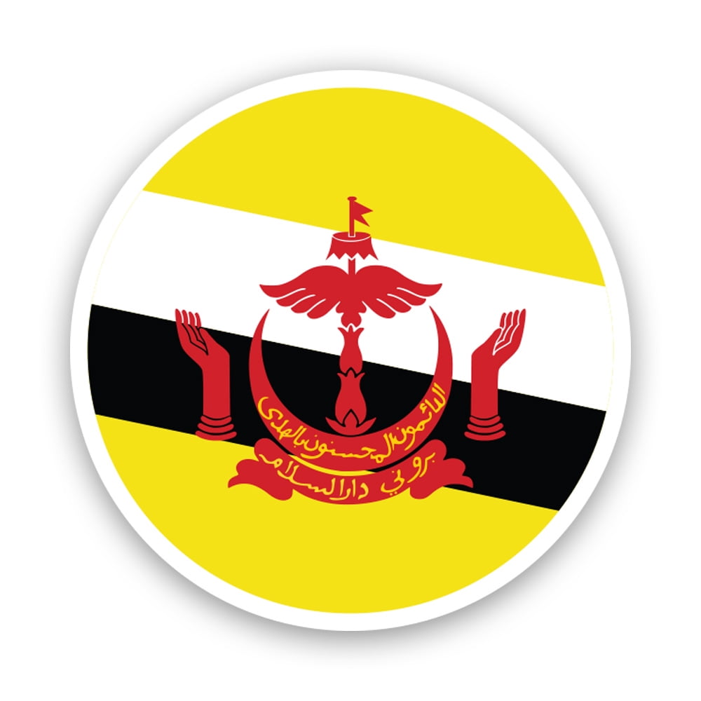 Round Bruneian Flag Sticker Decal - Self Adhesive Vinyl - Weatherproof ...