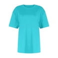 CIENVNSTG Womens Summer Tops Short Sleeve Crew Neck Shirts Solid Color ...