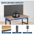 60" Workbench with Pegboard Wall, Adjustable 28"-40" Height, 2200lbs ...