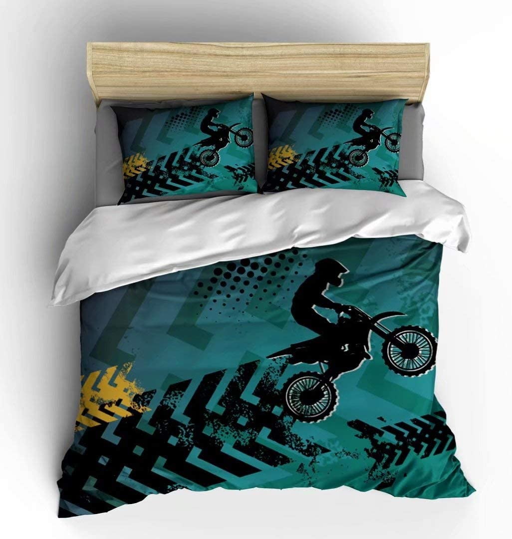 Vichonne Dirt Bike Bedding Sets Queen Size,3 Piece Motocross Racer ...