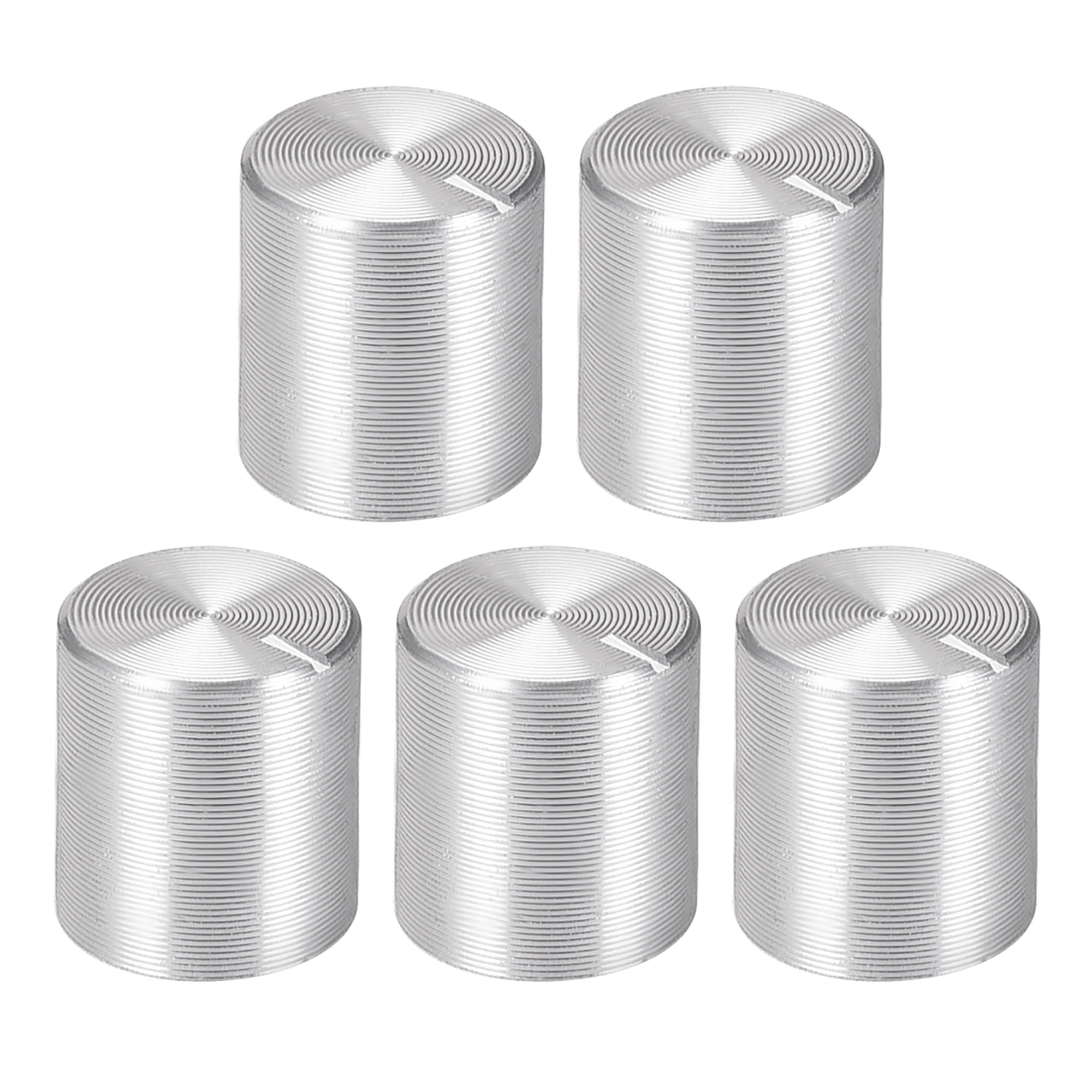 5 pcs Potentiometer Knob Knurled Shaft Silver Tone Aluminum 6mm Shaft ...