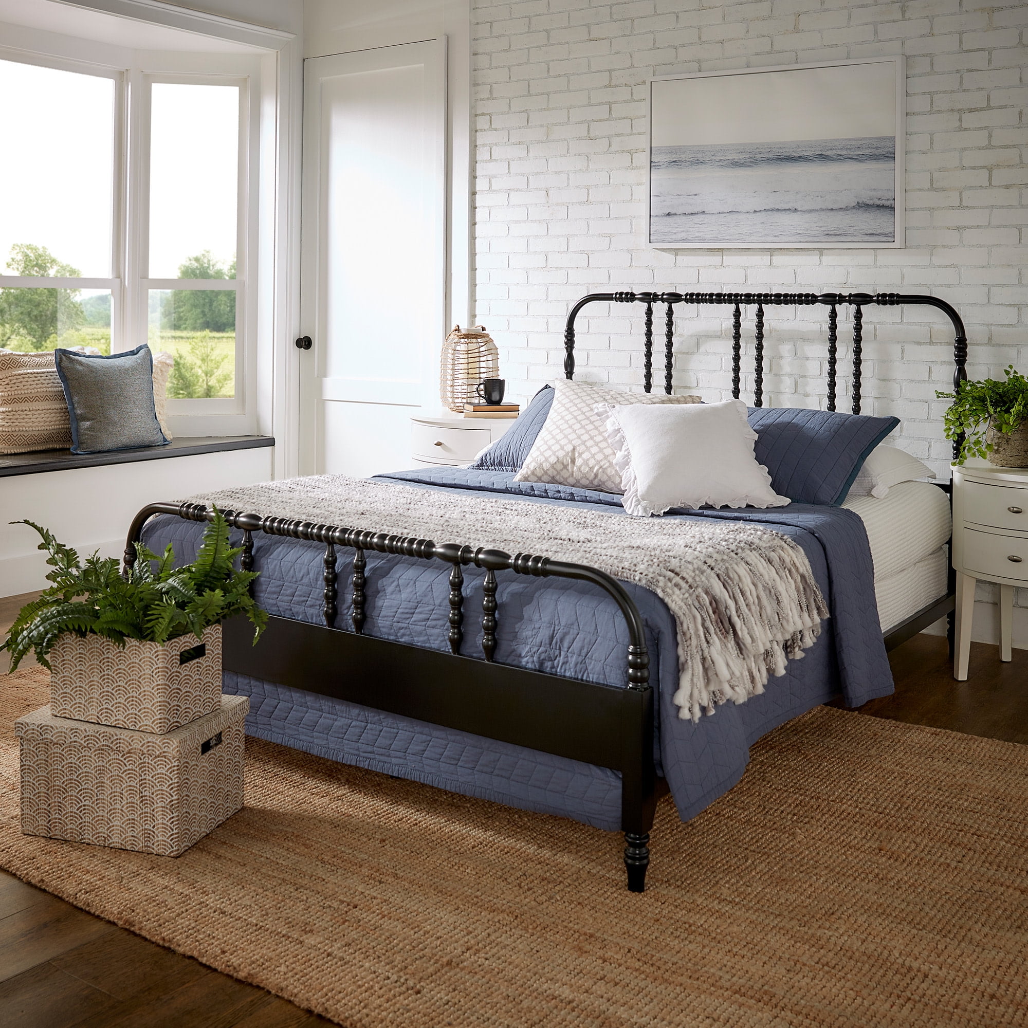 Weston Home Leona Metal Spool Queen Bed, Black - Walmart.com