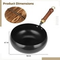 9.4 in Uncoated Non-Stick Pan, Hand Forged Cast Iron Wok with Wooden ...
