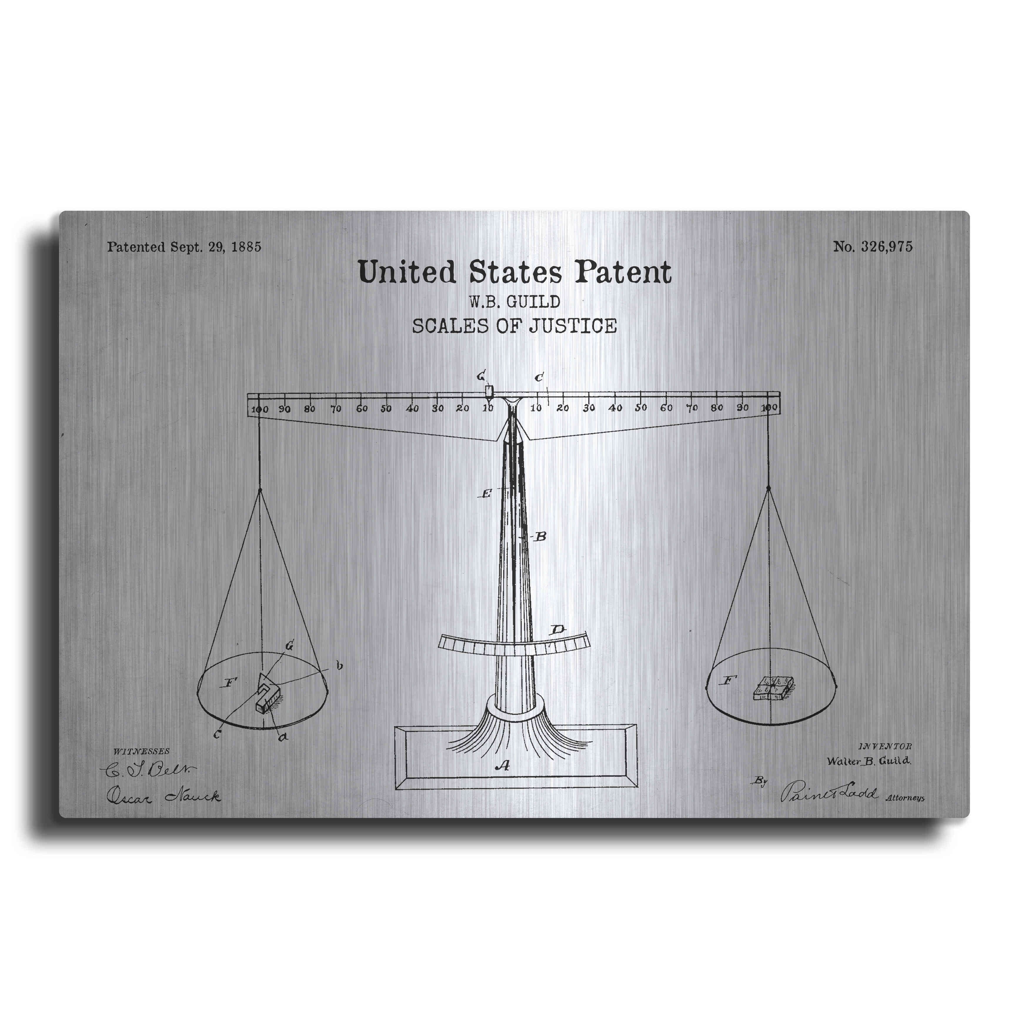 Luxe Metal Art 'Scales of Justice Blueprint Patent White' Acrylic Glass ...