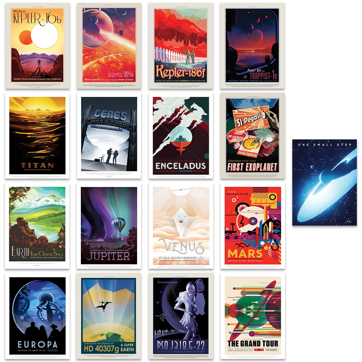 Pack of 17 NASA Space Posters Grand Tour Travel Exploration Exoplanet ...