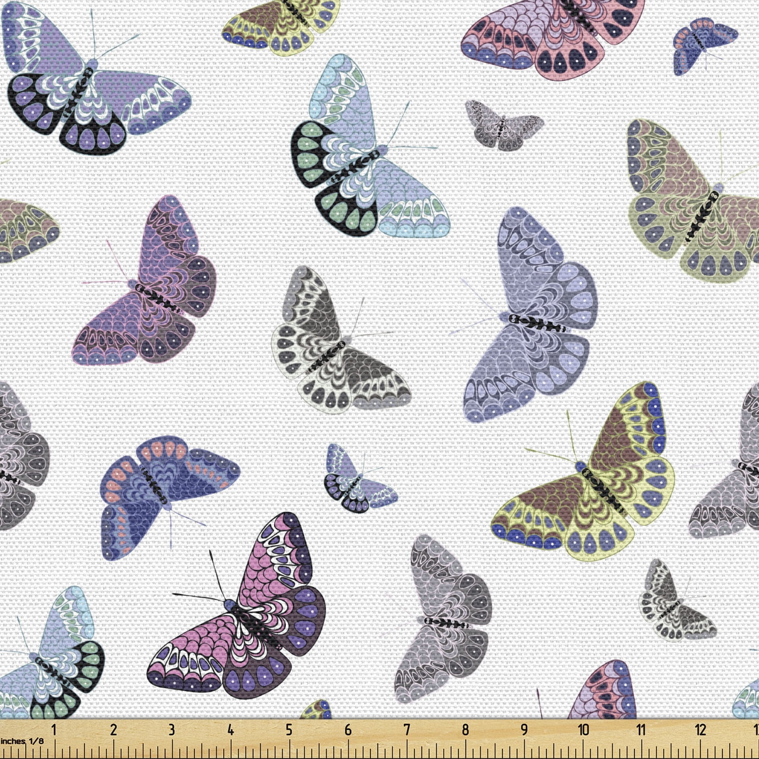 Butterfly Fabric by the Yard, Pattern of Colorful Butterflies Delicate ...