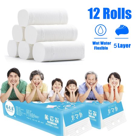 12 Rolls 5-plyer Toilet Paper Soft Paper Roll Household Ultra Soft Wood ...