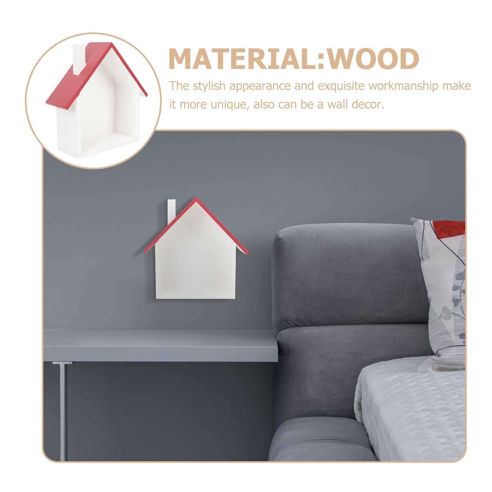 Frcolor Decorative Wall-mounted Storage Shelf Unique House Shape ...