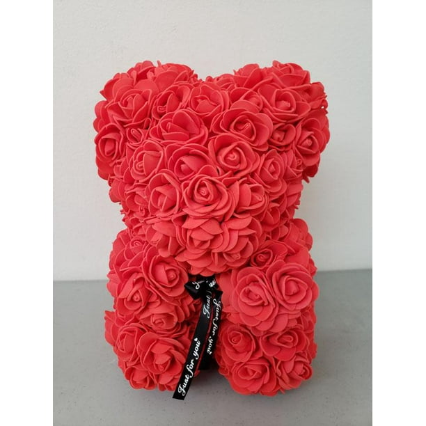 14" Large Rose Bear Teddy Bear Cub Forever Artificial Rose Christmas ...