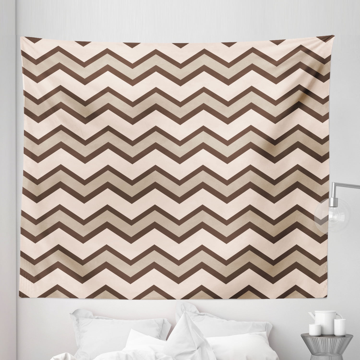 Tan Tapestry, Classic and Chevron Zigzag Pattern Waves Geometric Retro ...