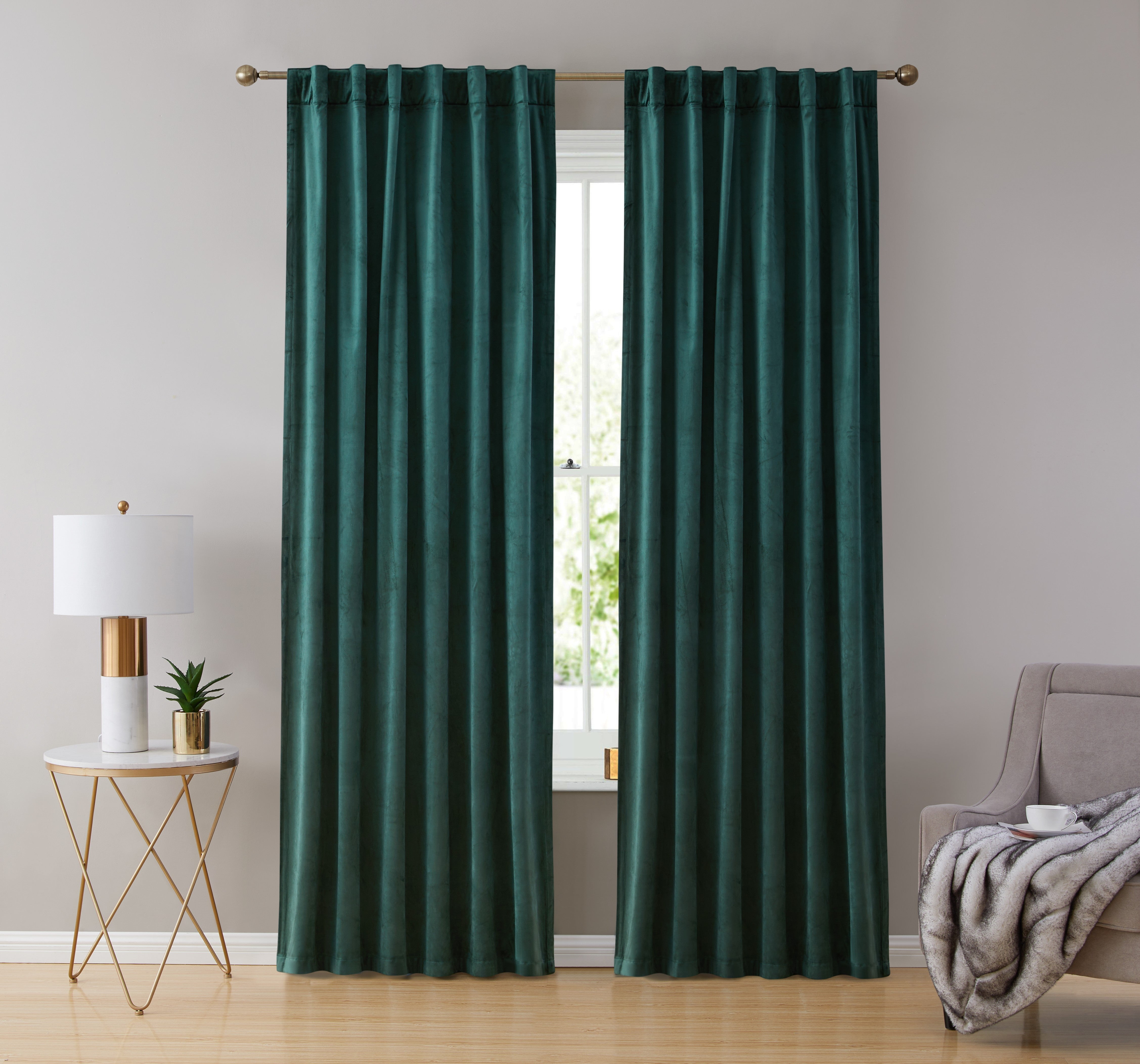 Lopez Velvet Back Tab Rod Pocket Curtain Panels - Walmart.com