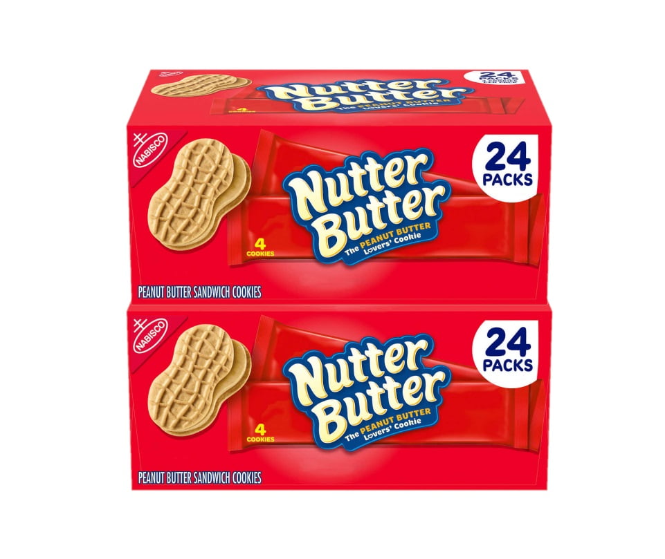 2 Pack | Nutter Butter Sandwich Cookies, 1.9 oz, 24 Count - Walmart.com