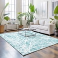 Abstract Fiber Line Area Rugs 5x7ft Spring Vibrant Blue White Art ...