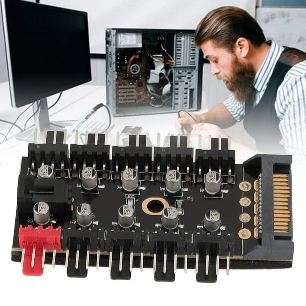 PC Chassis Fan Hub, 10 Port 4 Pin PWM PC CPU Cooling Hub, 12V Cooling ...