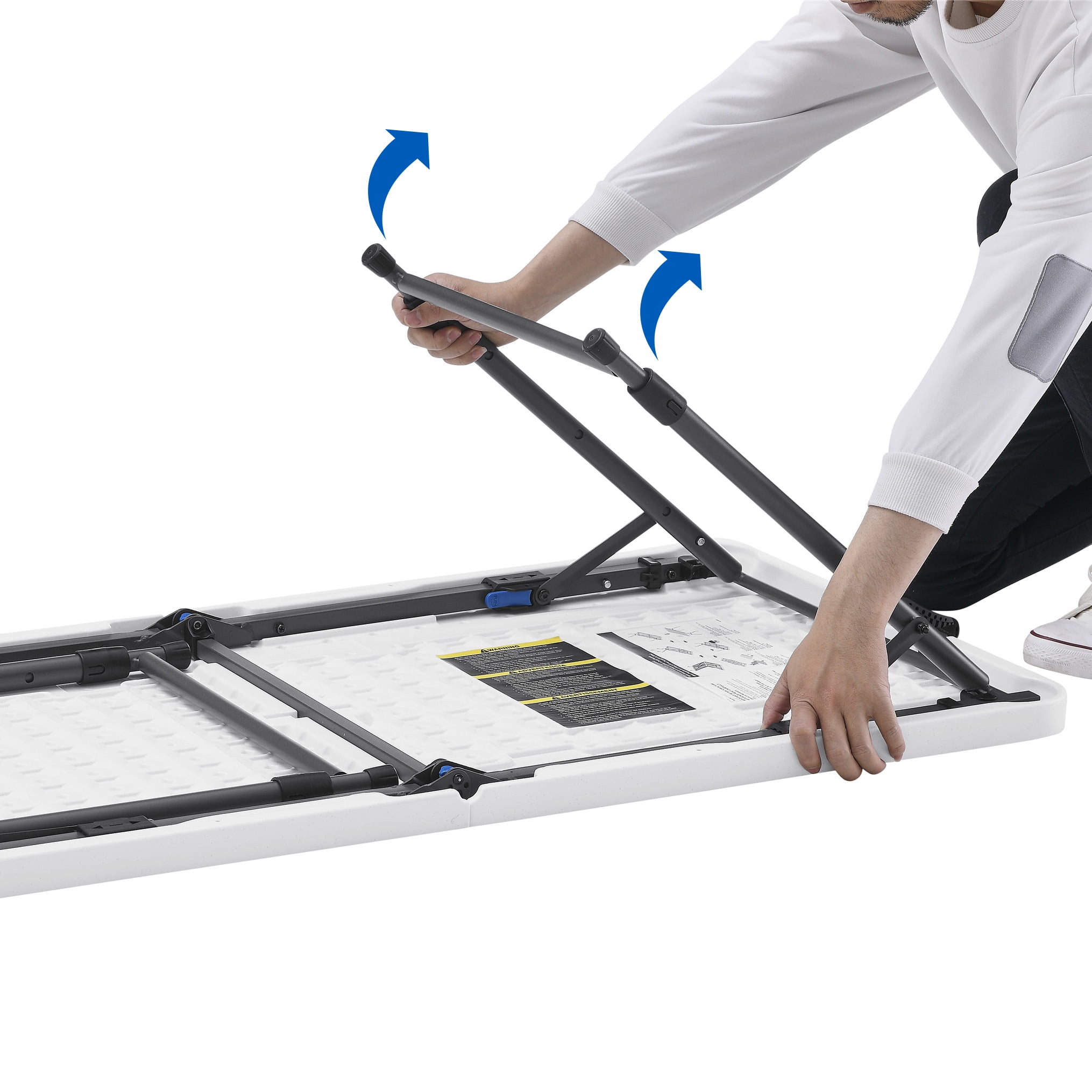 Mainstays 4' Height Adjustable Folding Table, White Granite ...