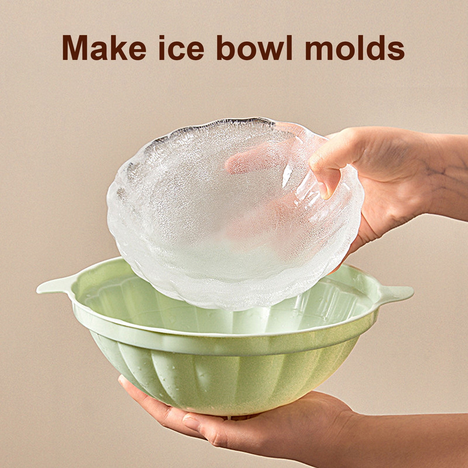 Ice Bowl Mold - Food Grade Handle Design Plastic, All-Purpose Salad Ice ...