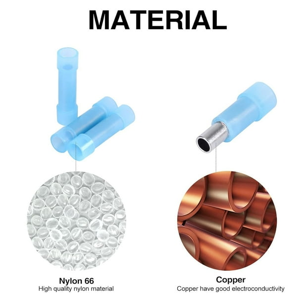 100pcs Wire Connectors Electrical Crimp Butt Connector Fully Insulated ...