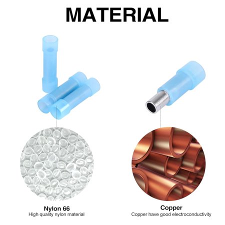 100pcs Wire Connectors Electrical Crimp Butt Connector Fully Insulated ...