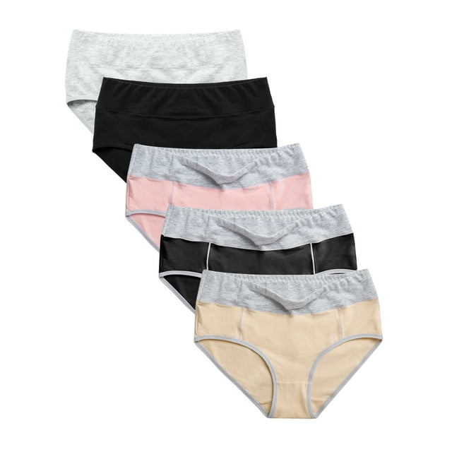 Set of 4 Briefs Ladies Mid Rise Underwear Seamless Hipster Panties ...