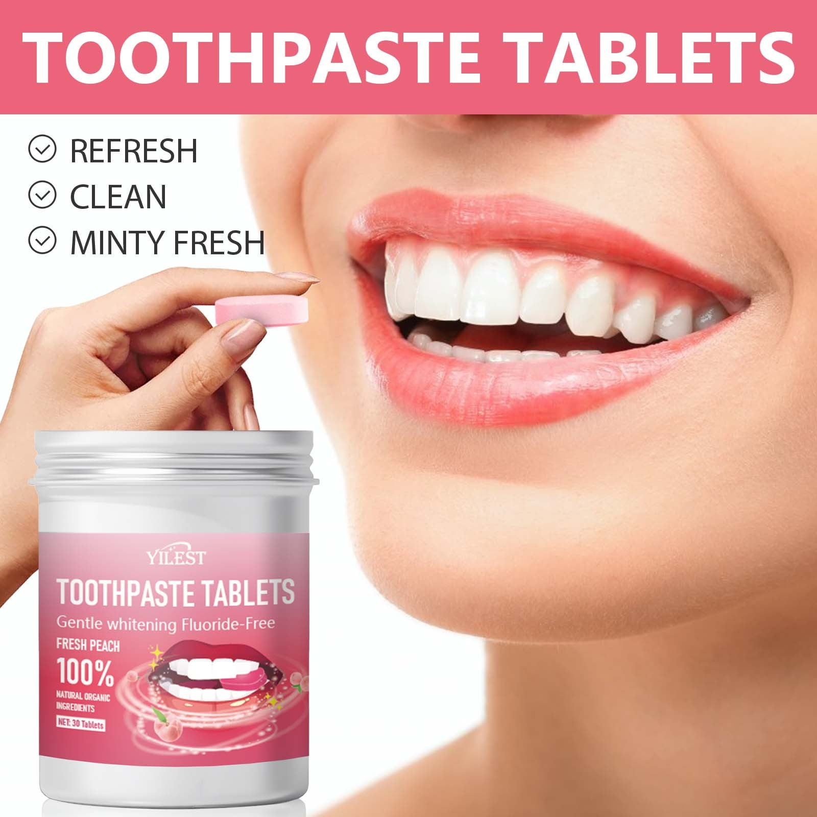 Fiudx Ofertas relampago Pastillas de pasta en dientes Peach Fresh - 30 ...