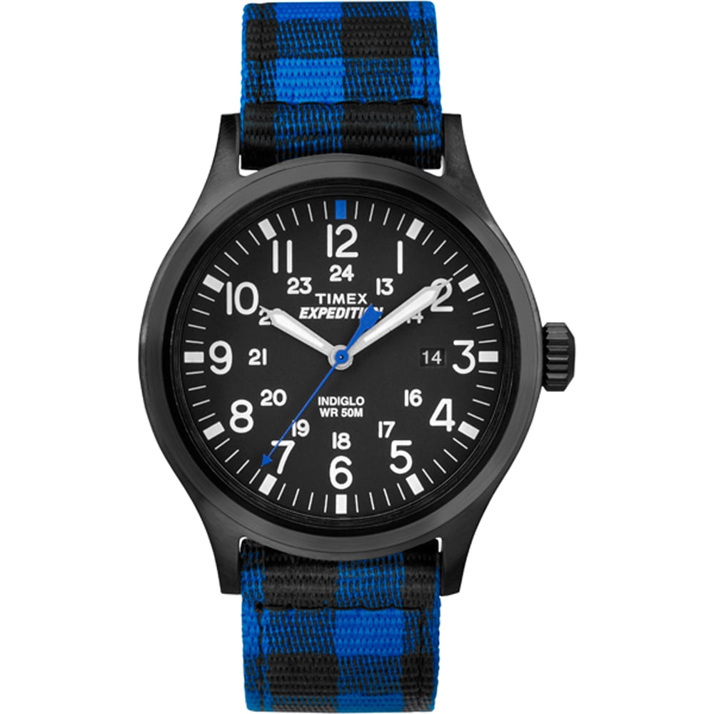 TIMEX EXPEDITION METAL SCOUT BLUE BUFFALO CHECK STRAP - Walmart.com