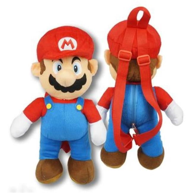 Nintendo 2328549 Super Mario Mario Plush Backpack, Red, Blue & Brown ...