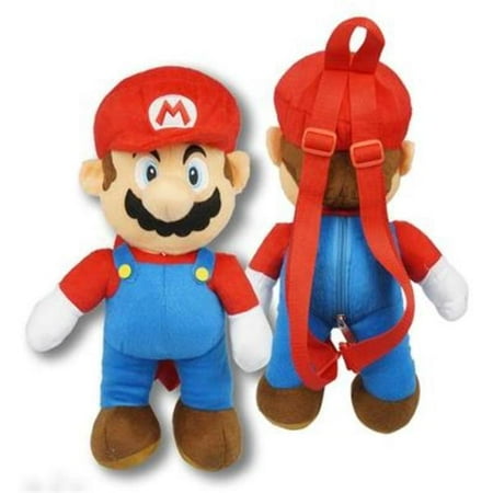 Nintendo 2328549 Super Mario Mario Plush Backpack, Red, Blue & Brown ...