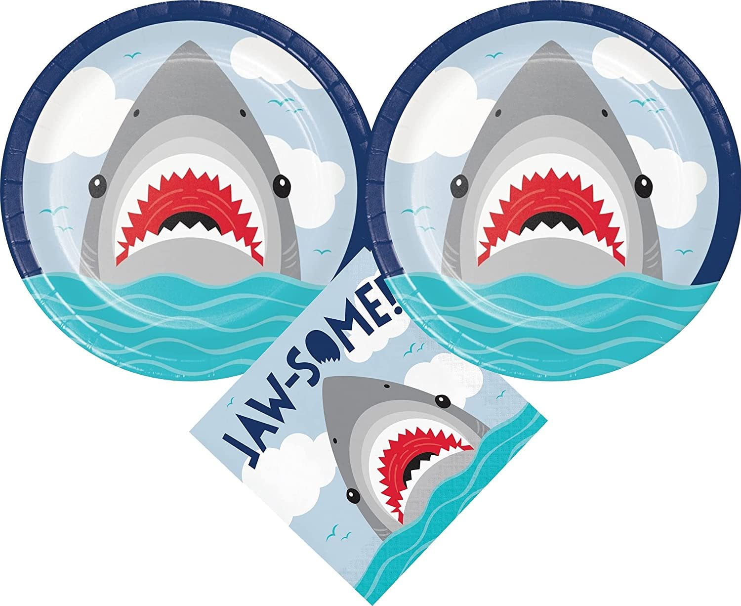 Shark Party Paper Plates and Napkins Bundle for 16 Guests - Walmart.com