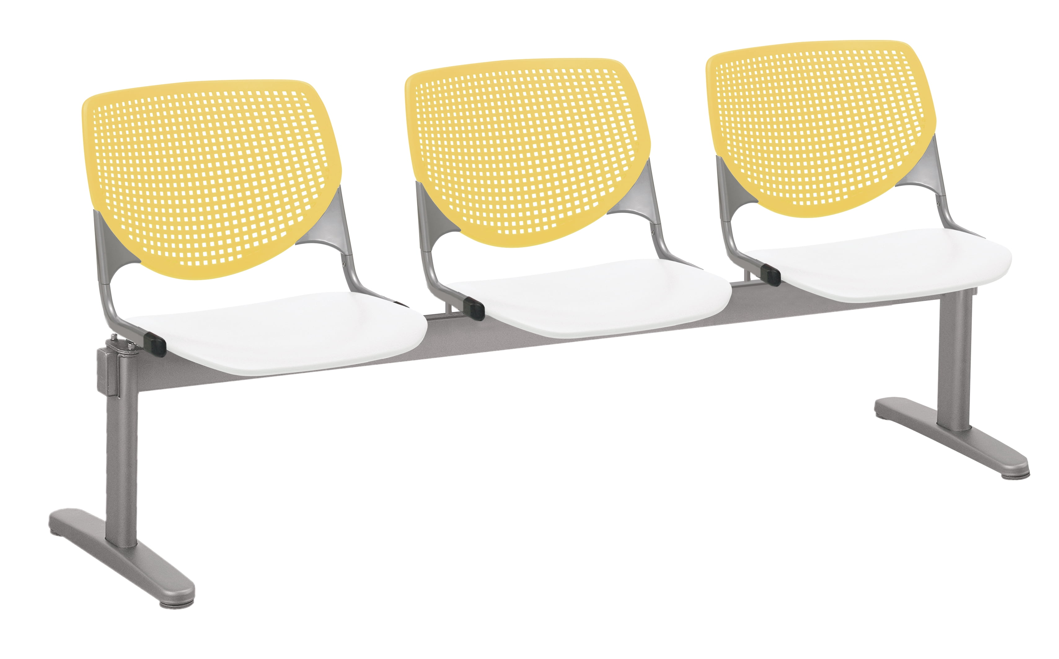 KFI Studios KOOL 3 Seat Reception Bench, White Seat, Yellow Back ...