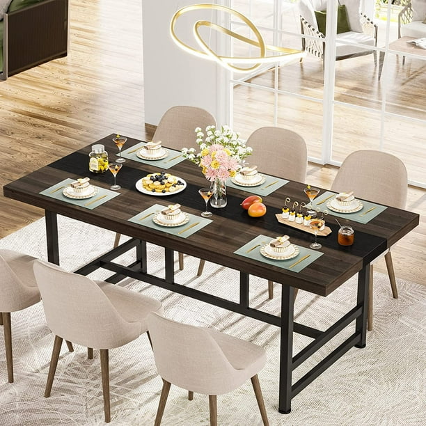 Tribesigns Dining Table for 6 People, Modern Wood Farmhouse Kitchen ...