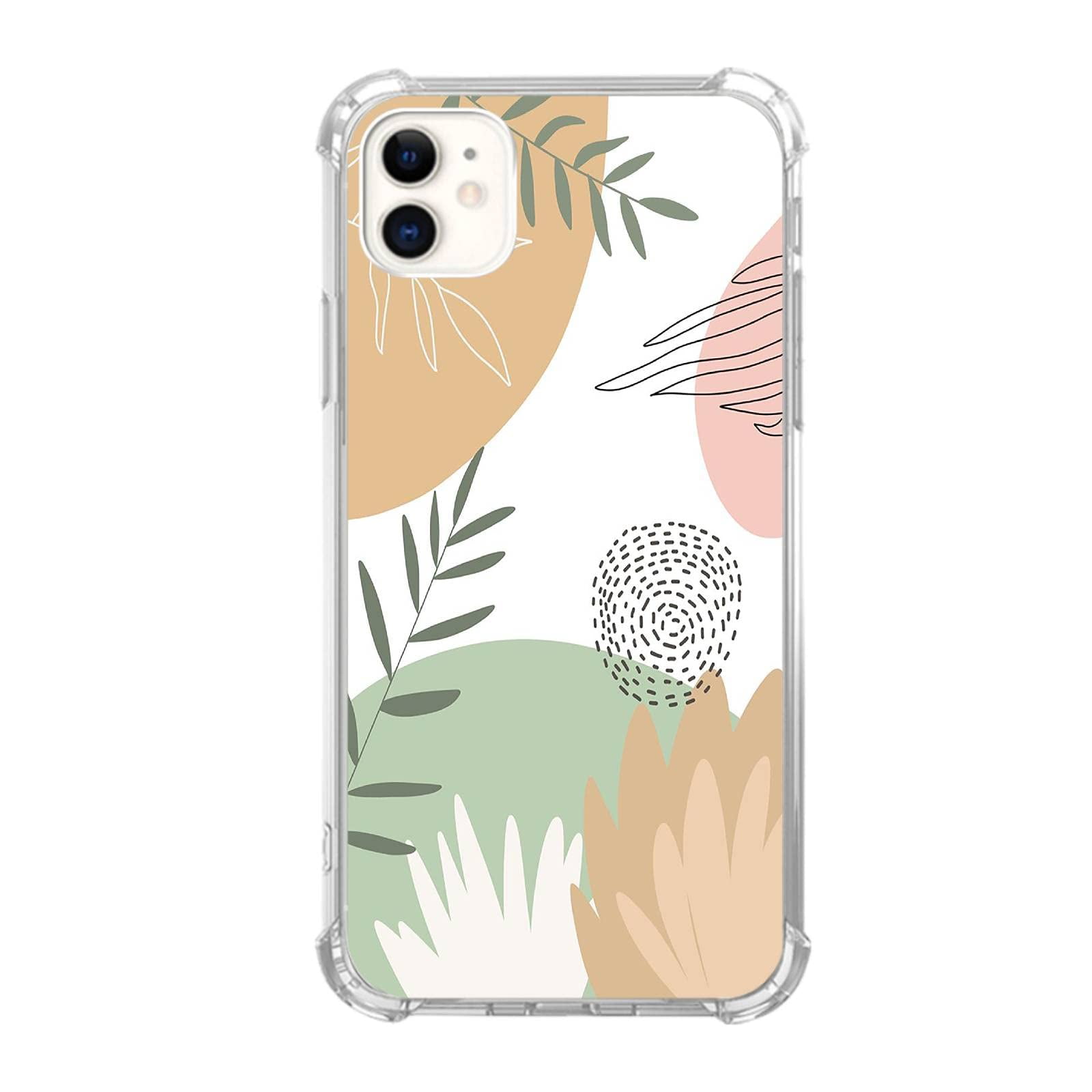 Boho Leaf Case Compatible with iPhone 12,Aesthetic Art Design TPU ...