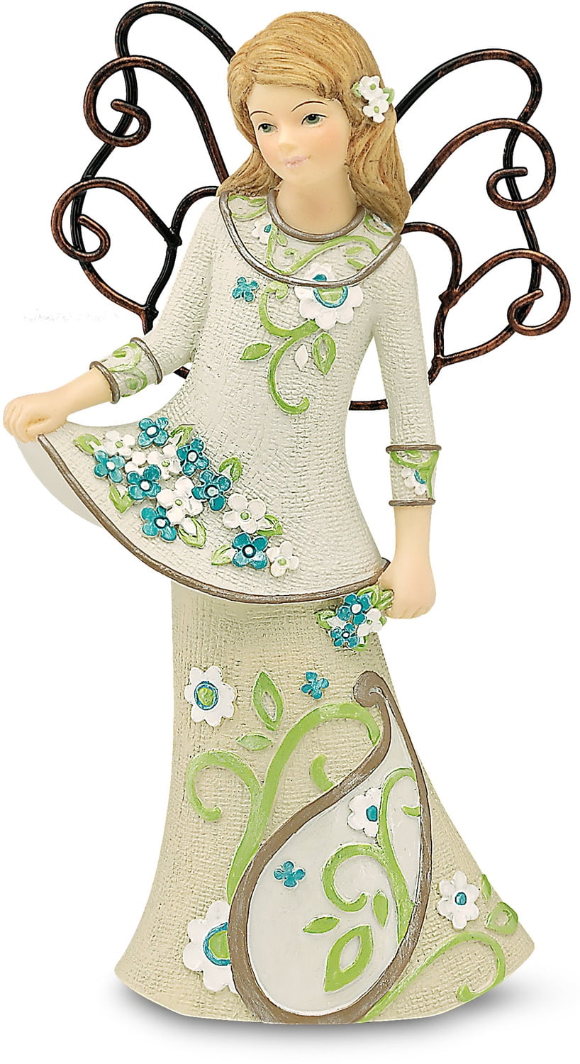 Pavilion - 5 Little Girl Angel Figurine Holding Flowers 5.5" - Walmart.com