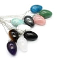 HOOUN Oval Egg Natural Crystal Chakra Pendulum Stone Chain Dowsing Yoga ...