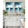 Blue Beige Swag Valance and Tier Curtains Set Gradient Ocean Wave Beach ...